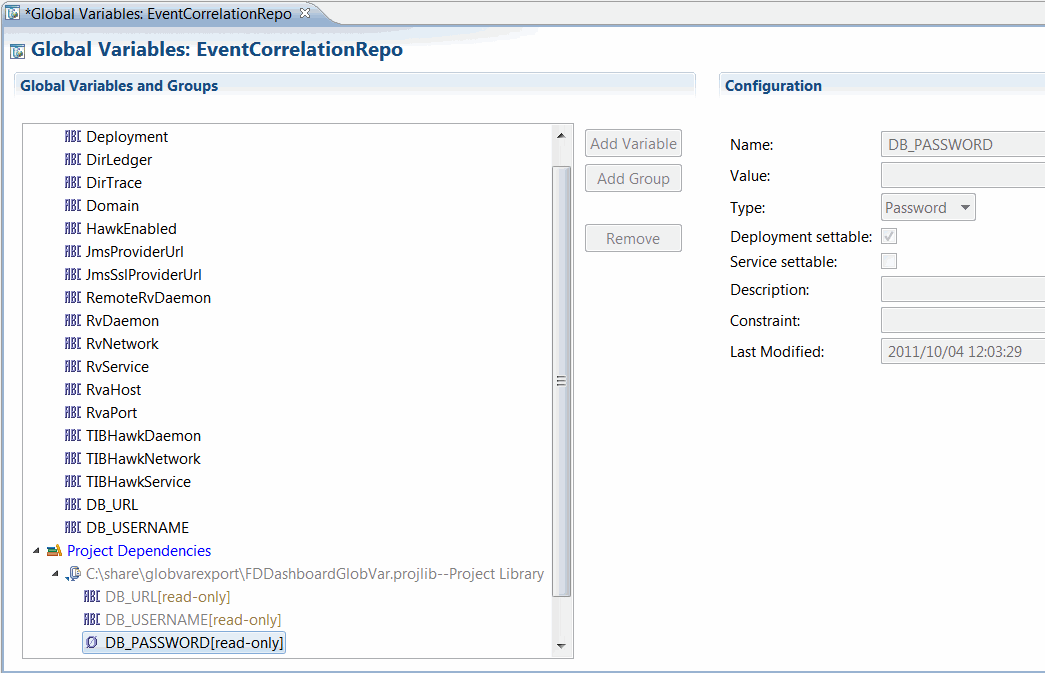 Adding and Managing Global Variables