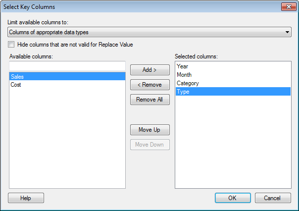 Details on Select Key Columns