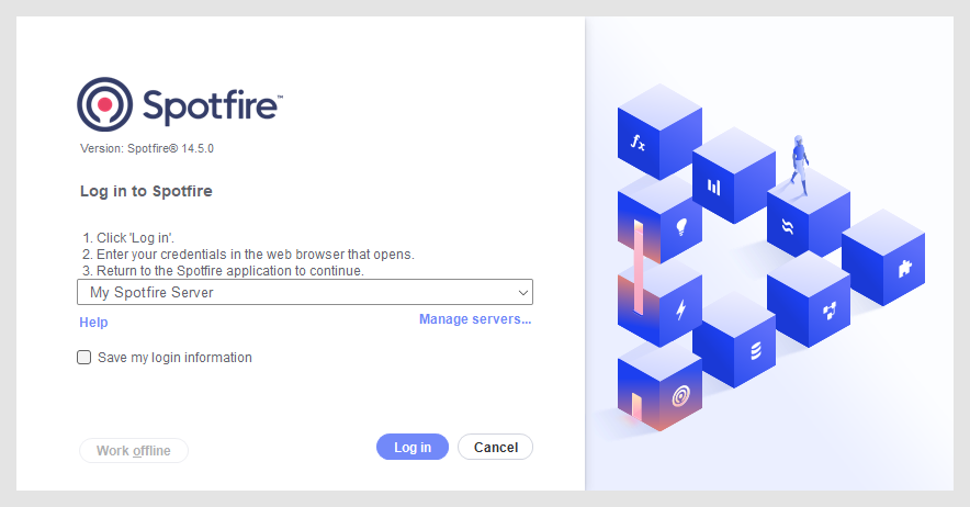Logging in to the installed Spotfire client