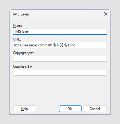 Specifying default settings for map layers, feature layers or TMS layers in a map chart