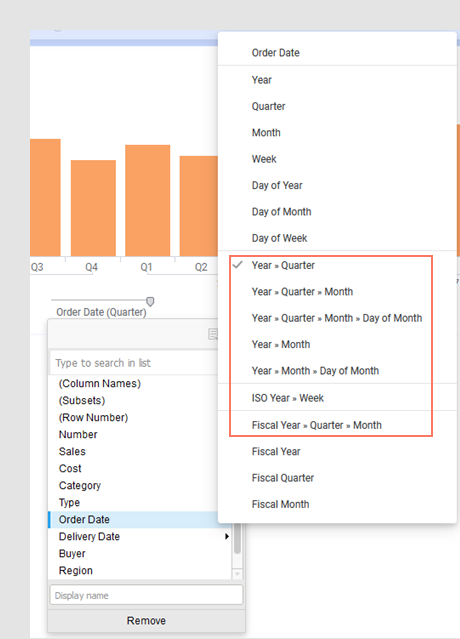 Defining a time hierarchy from a time-series column