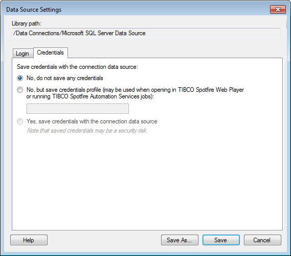 Details On Data Source Settings Credentials
