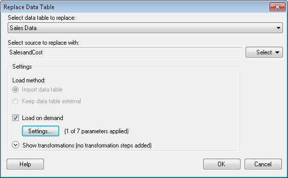 Details On Replace Data Table
